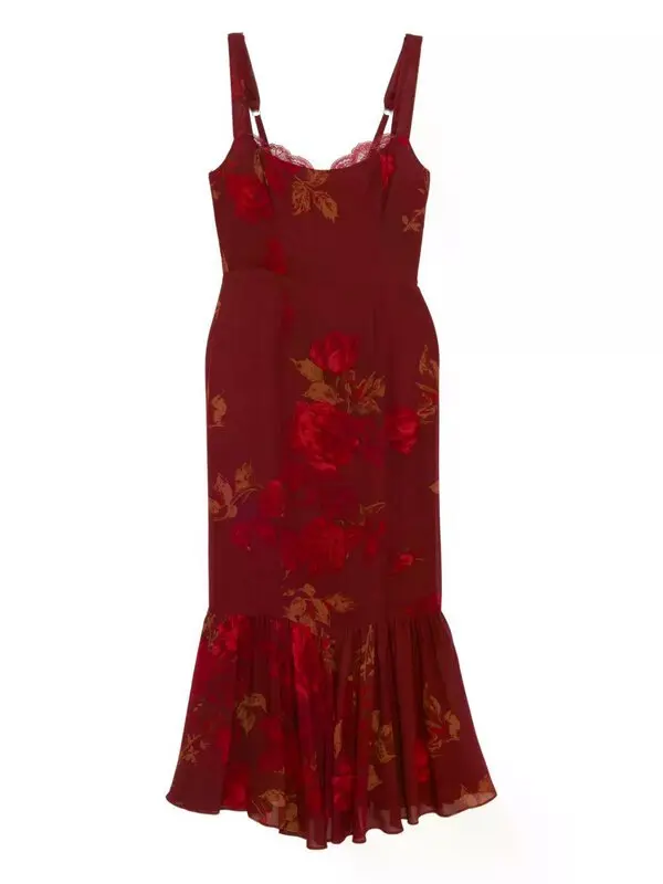 REFORMATION Irisa Floral Lace Dress - Red