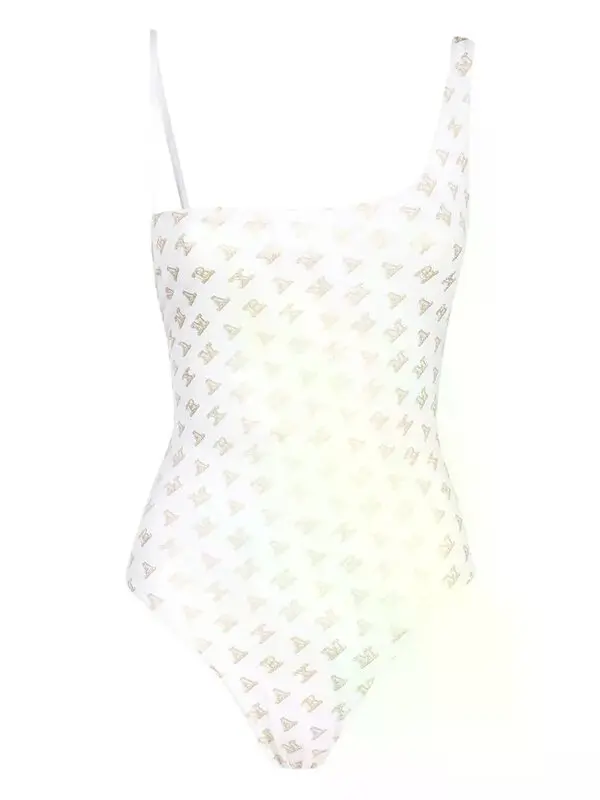 Max Mara Logo-print One-shoulder Swimsuit - White