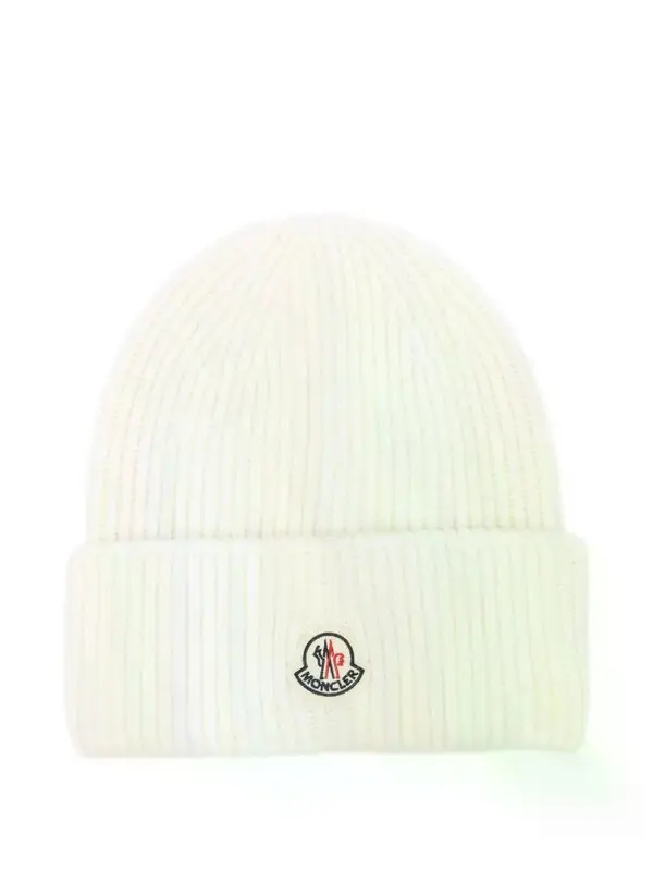 Moncler Ribbed Wool Beanie - White