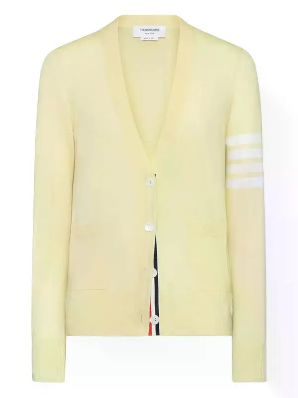 Thom Browne Four-bar Sleeve-detail Cardigan - Yellow