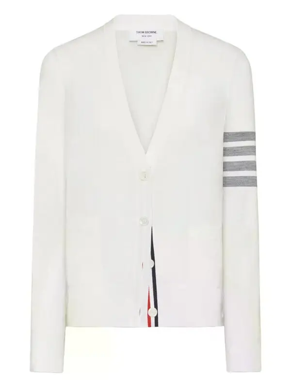 Thom Browne Four-bar Merino Wool Cardigan - White