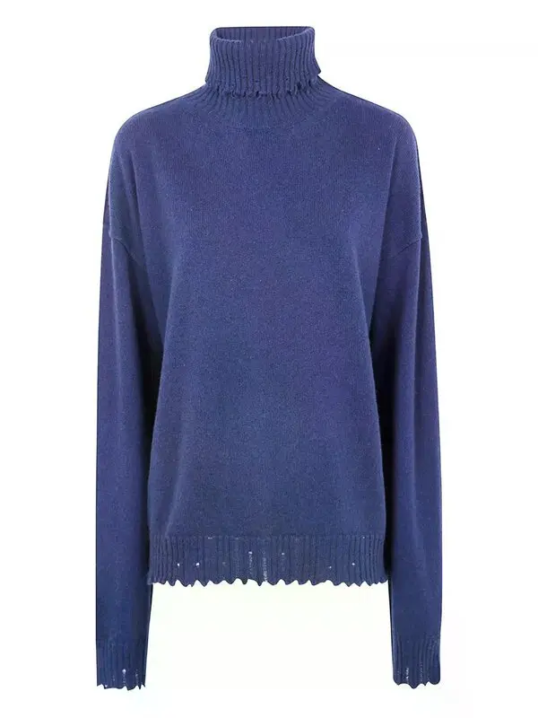 UMA WANG Turtleneck Frayed-hem Sweater