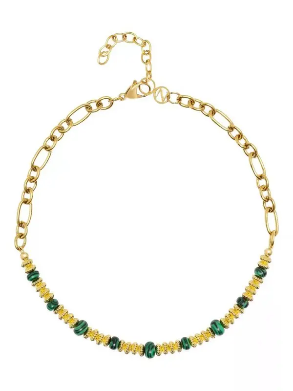 NIALAYA JEWELRY Malachite Chain Necklace - Gold