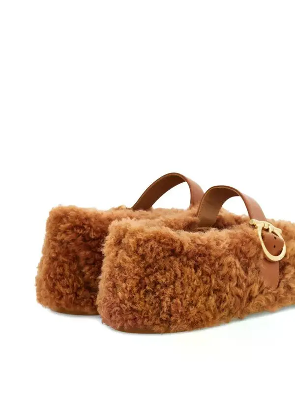 FERRAGAMO Shearling Ballet Flats - Brown