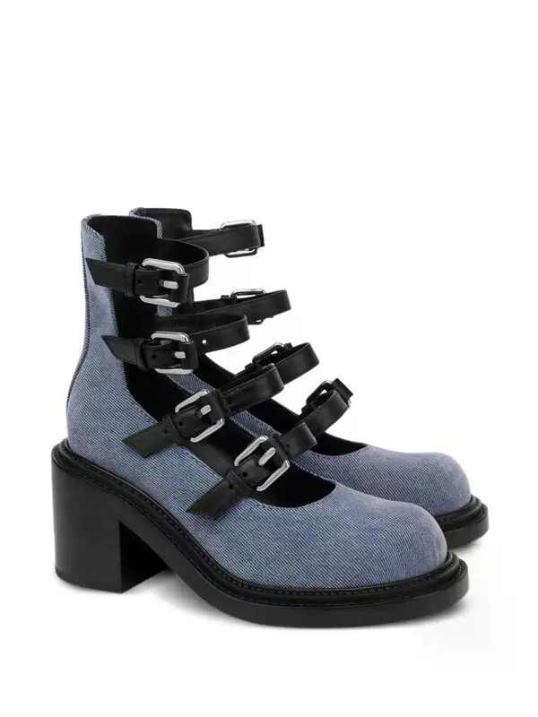 Moschino Buckle-strap Denim Pumps