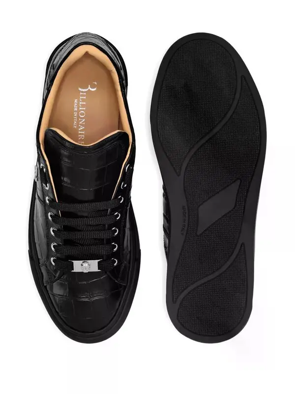 BILLIONAIRE Crocodile-effect Leather Sneakers