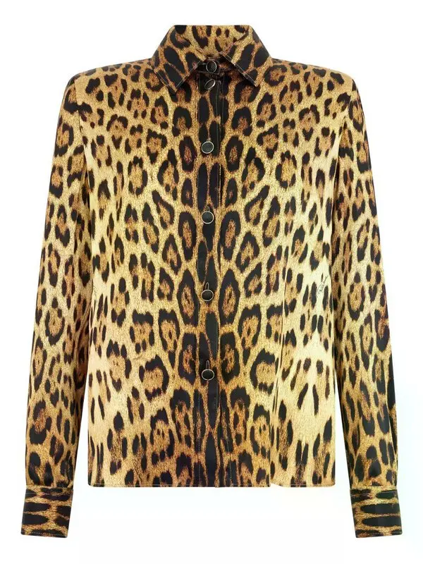 Roberto Cavalli Jaguar-print Button-up Shirt
