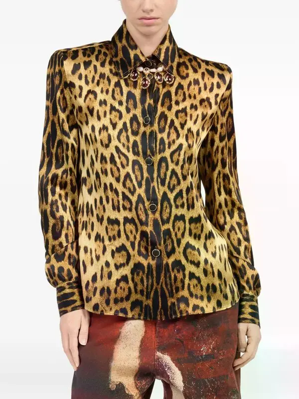 Roberto Cavalli Jaguar-print Button-up Shirt