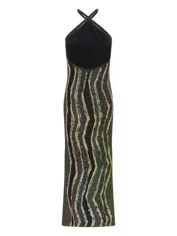 Missoni Wave-pattern Halterneck Maxi Dress - Brown
