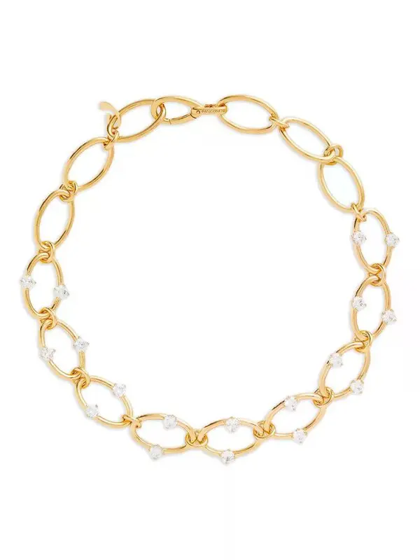 PANCONESI Oval-link Zirconia Necklace - Gold