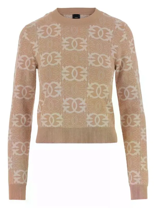 Pinko Love Birds-print Crew-neck Sweater - Pink