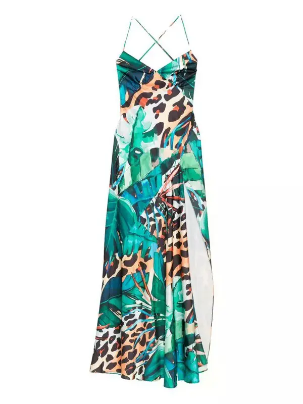 ROSERRY Cross-back Tropical-print Maxi Dress