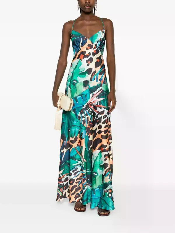 ROSERRY Cross-back Tropical-print Maxi Dress