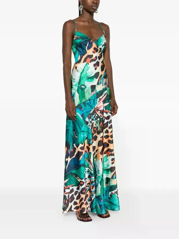 ROSERRY Cross-back Tropical-print Maxi Dress