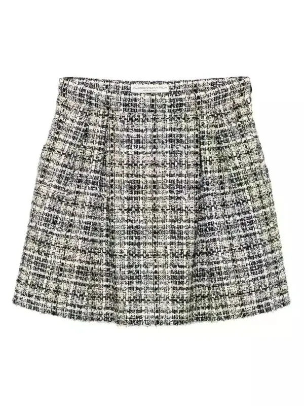 Alessandra Rich Checked Lurex Tweed Skirt