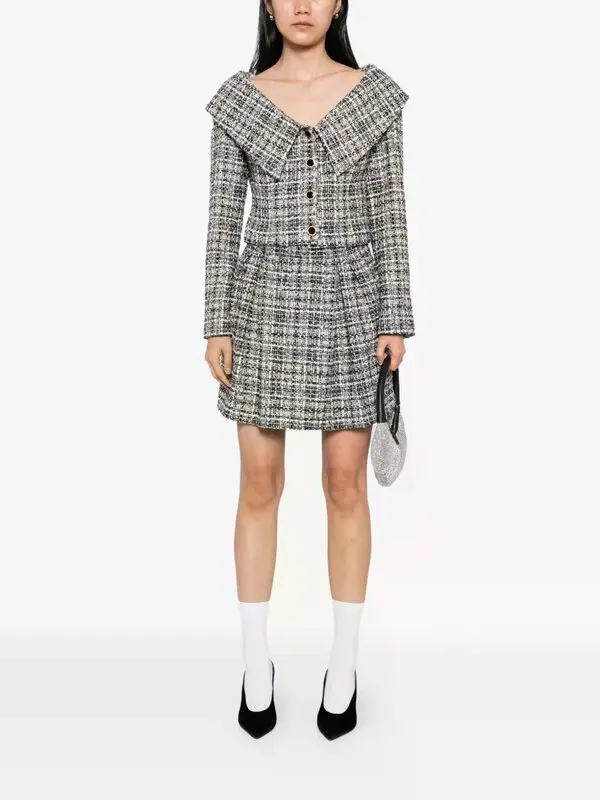 Alessandra Rich Checked Lurex Tweed Skirt