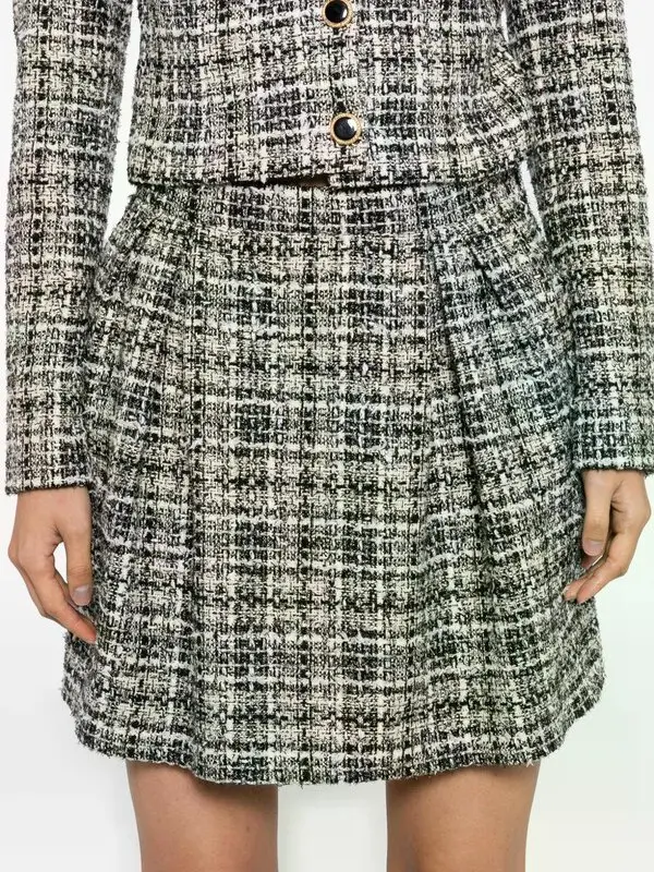 Alessandra Rich Checked Lurex Tweed Skirt