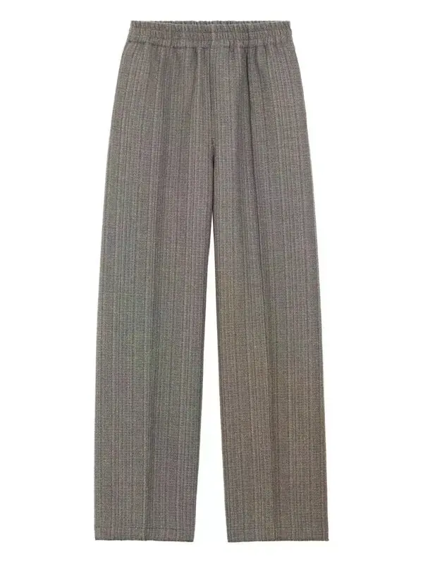 Ami Herringbone Elasticated Wool Trousers - Grey