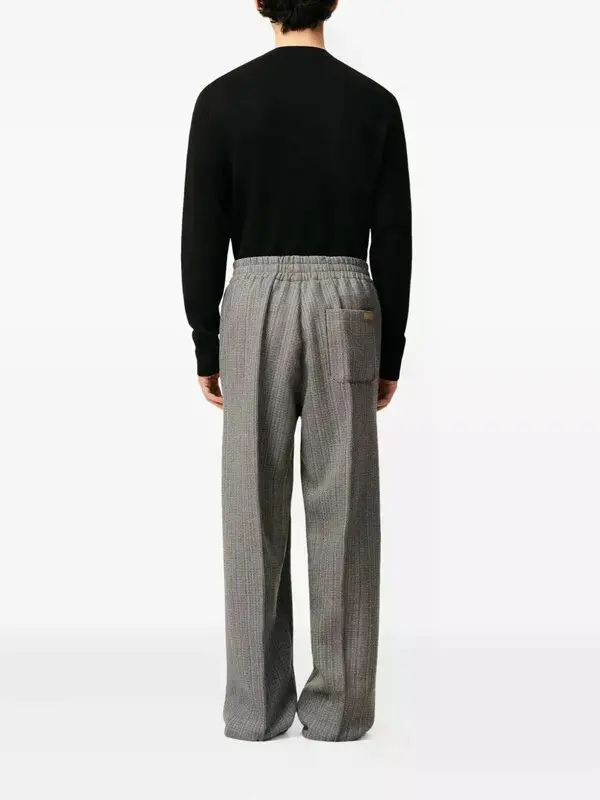 Ami Herringbone Elasticated Wool Trousers - Grey