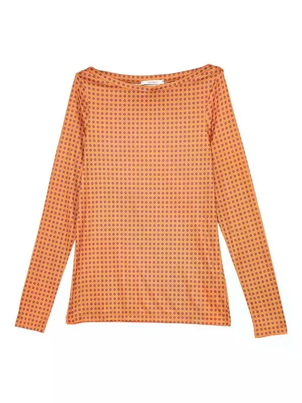 Malìparmi Patterned Boat-neck Top - Orange