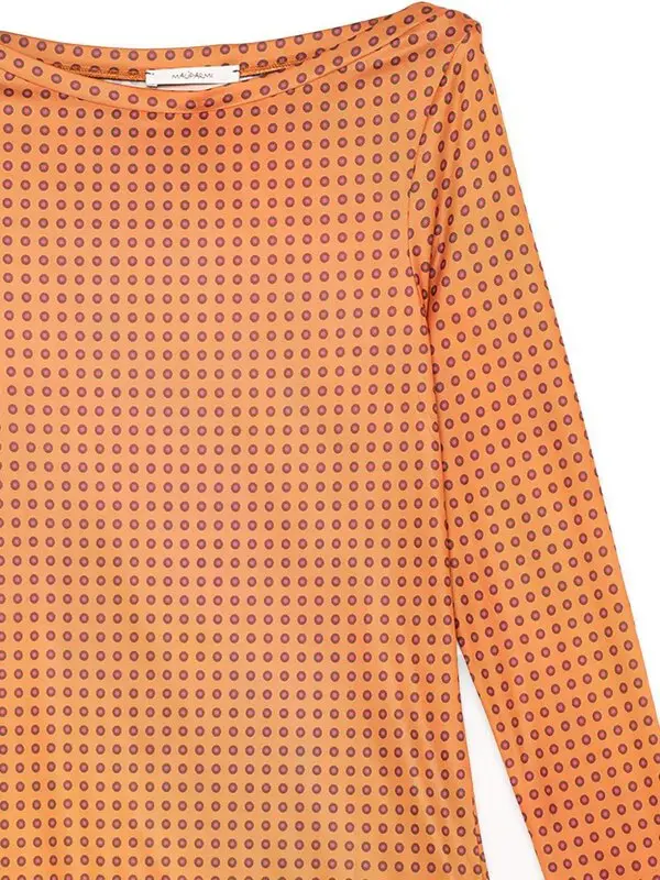 Malìparmi Patterned Boat-neck Top - Orange