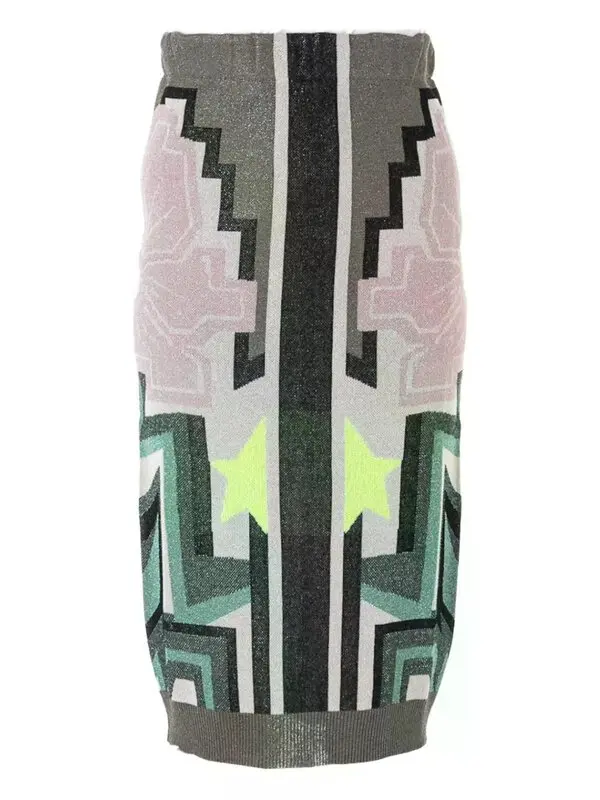 CIRCUS HOTEL Geometric-print Midi Skirt - Neutrals