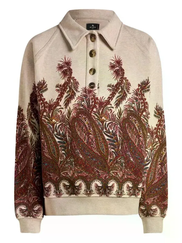 Etro Paisley-print Polo-neck Sweatshirt - Neutrals