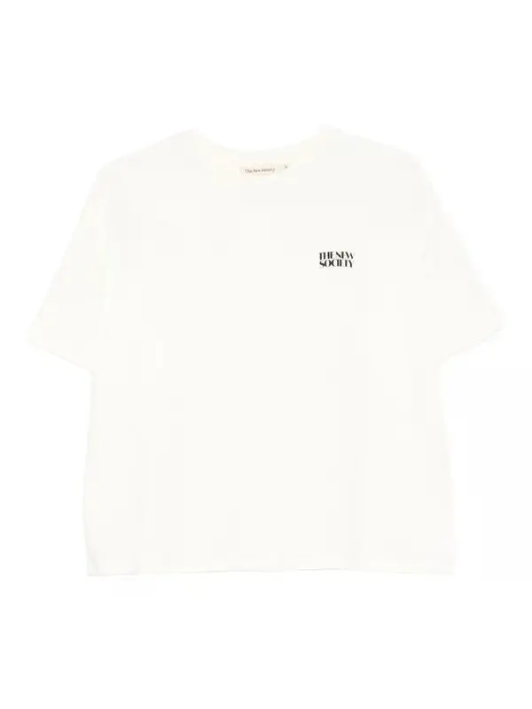 THE NEW SOCIETY Logo-embroidered Crop T-shirt - White