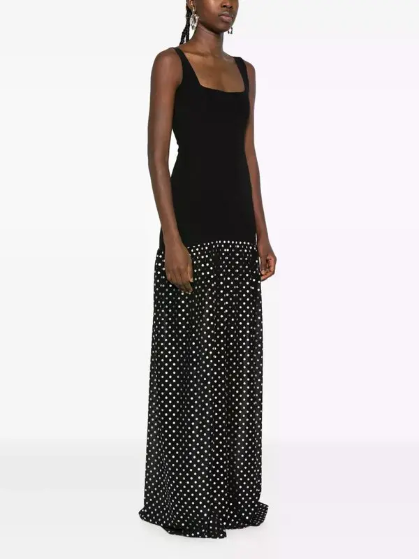 ROSERRY Polka-dot Square-neck Maxi Dress