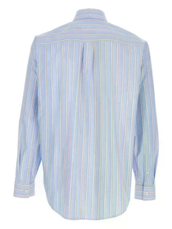 MSGM Striped Rose-embroidered Shirt