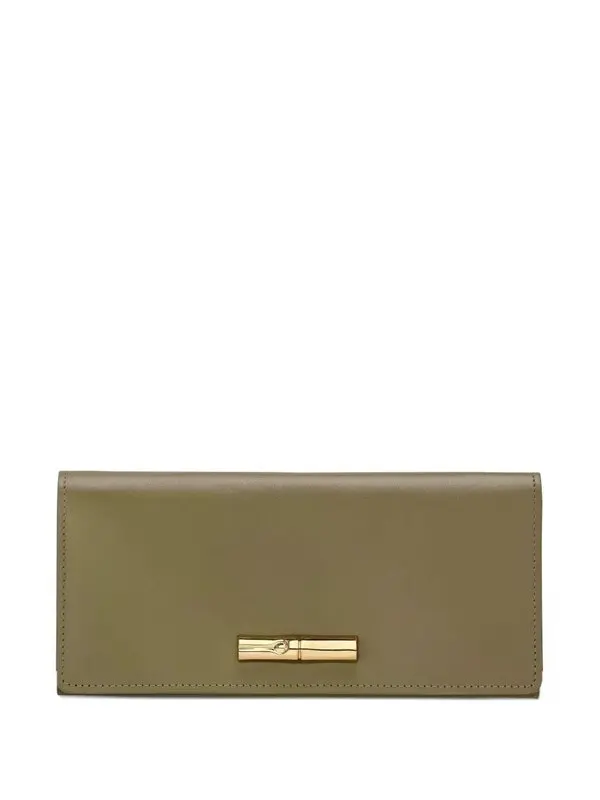 Longchamp Le Roseau Bamboo-clasp Leather Wallet - Green