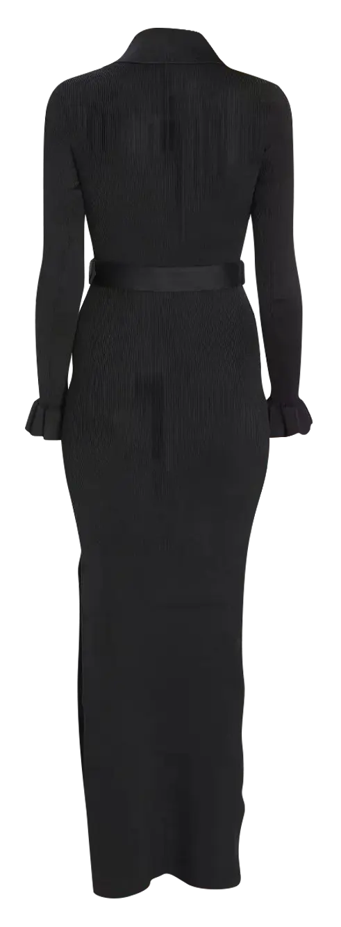 SELF-PORTRAIT Ribbed Maxi Dress - Black | Editorialist