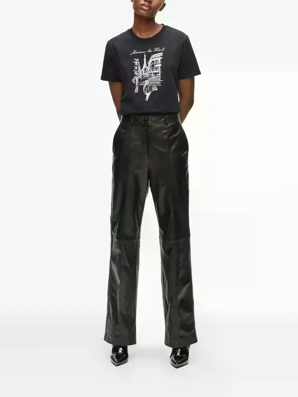 Karl Lagerfeld Leather Logo Pants