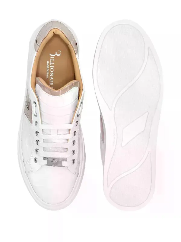 BILLIONAIRE Crocodile-effect Leather Sneakers - White