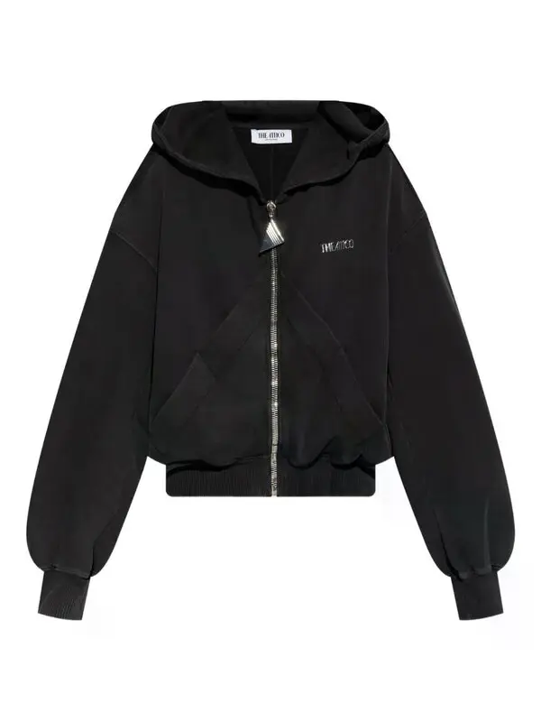 Attico Cotton Front-zip Hoodie - Black