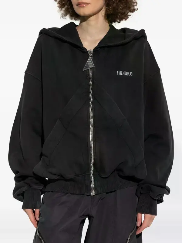 Attico Cotton Front-zip Hoodie - Black