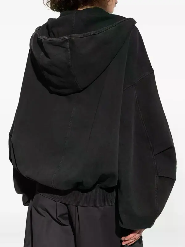 Attico Cotton Front-zip Hoodie - Black