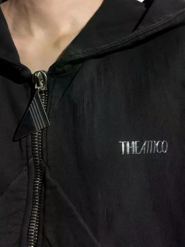 Attico Cotton Front-zip Hoodie - Black