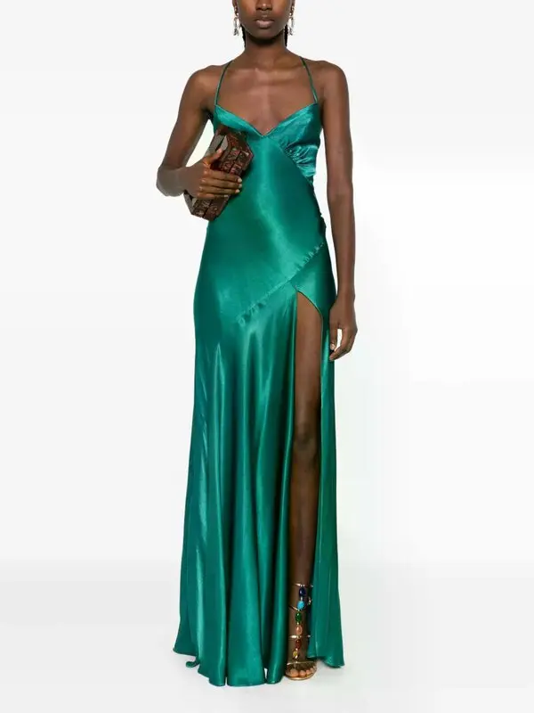 ROSERRY Satin Maxi Dress With Cross-back