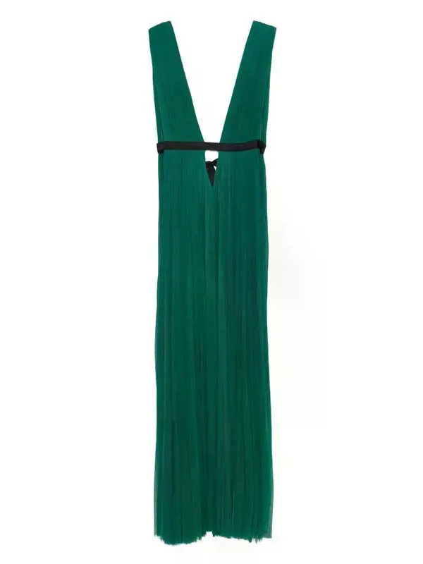 ROSERRY Santorini Pleated V-neck Maxi Dress - Green