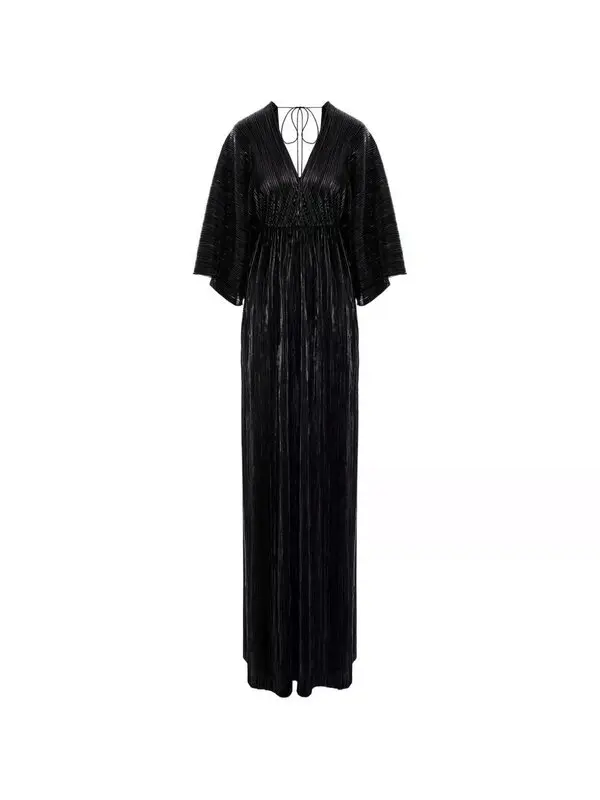 ROSERRY Athens Pleated V-neck Maxi Dress - Black