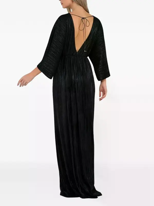 ROSERRY Athens Pleated V-neck Maxi Dress - Black