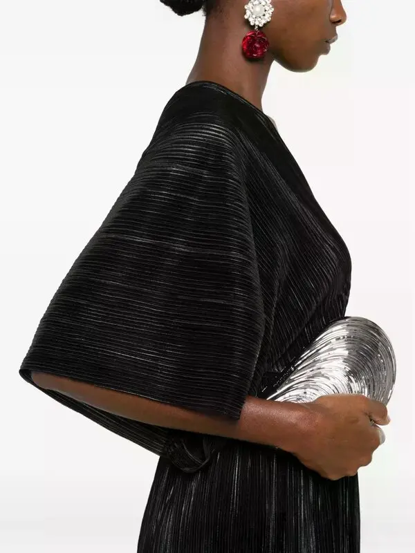 ROSERRY Athens Pleated V-neck Maxi Dress - Black