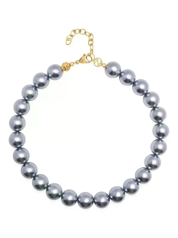 NIALAYA JEWELRY Chunky Pearl Choker Necklace - Silver