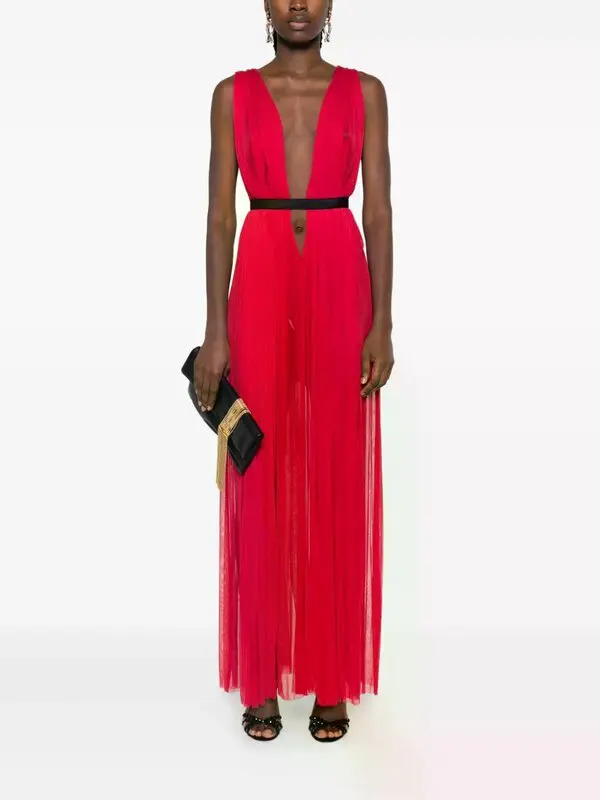 ROSERRY Pleated Maxi Dress - Red