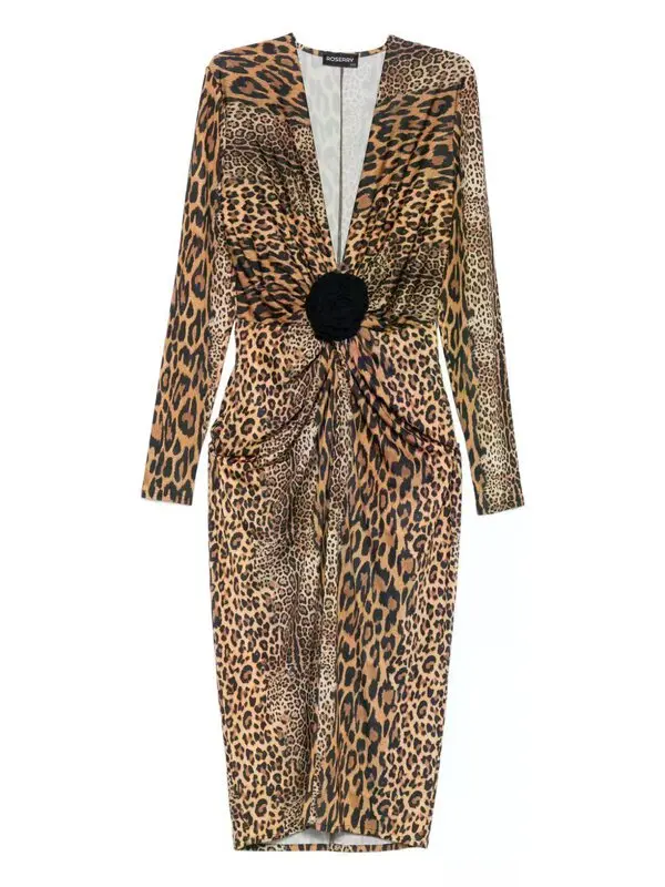 ROSERRY Leopard-print Midi Dress