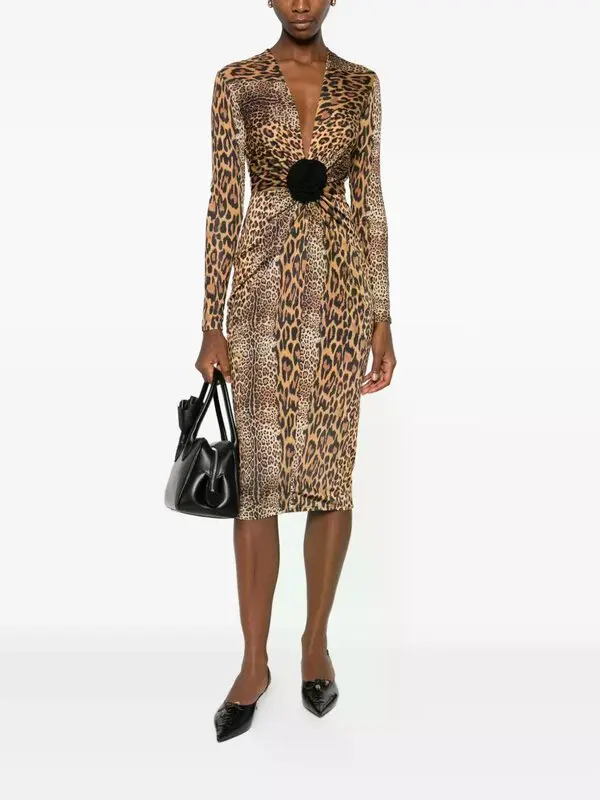 ROSERRY Leopard-print Midi Dress