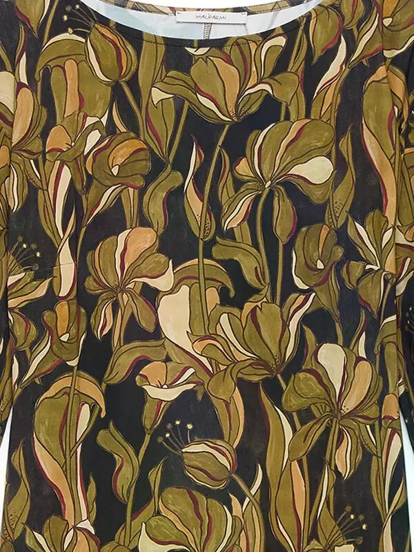 Malìparmi Floral-pattern Long-sleeve Midi Dress