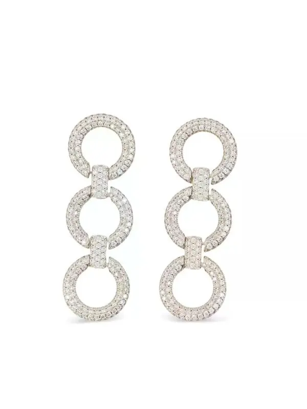 SELF-PORTRAIT Crystal-embellished Circle-link Earrings - Silver