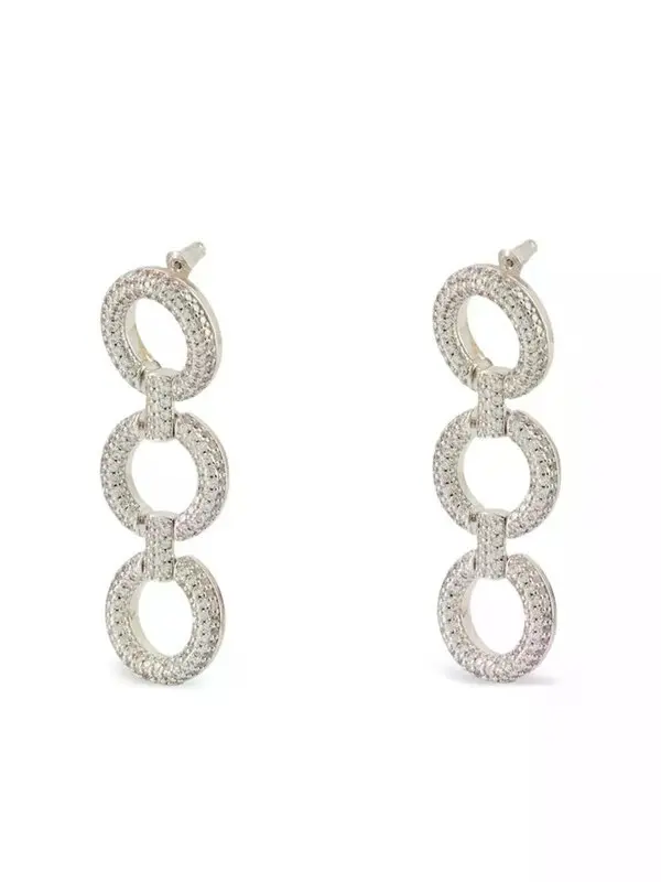 SELF-PORTRAIT Crystal-embellished Circle-link Earrings - Silver
